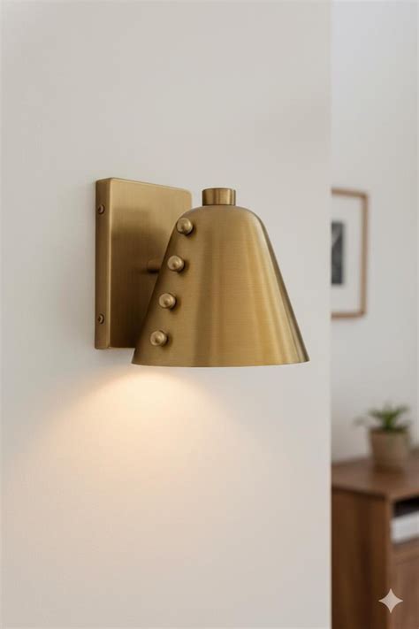 Mid Century Modern Rivet Light Brass Wall Sconce Vintage Inspired Wall Lamp Minimalist