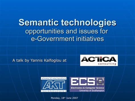 Semantic Technologies At Work 2007 Ppt