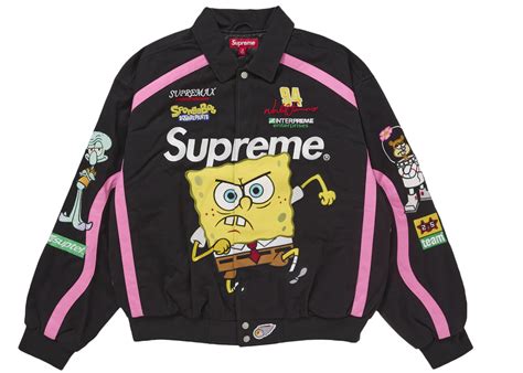 Supreme Spongebob Squarepants Jeff Hamilton Racing Jacket Black Mens Ss25 Us