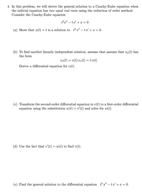 Solved 4 In This Problem We Will Derive The General Chegg Com