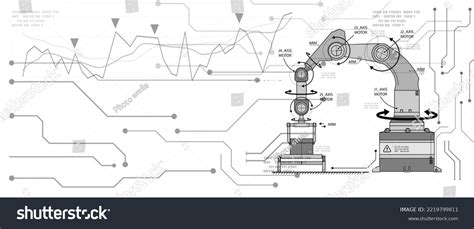 Industrial Robotic Arm Diagram On White Stock Illustration 2219799811 Shutterstock