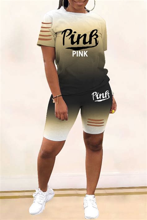 Wholesale Orange Fashion Casual Letter Print Ripped O Neck Short Sleeve