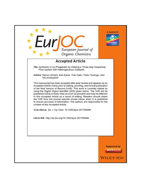 Synthesis Of Pregabalin By Utilizing A Three Step Sequential Flow System With