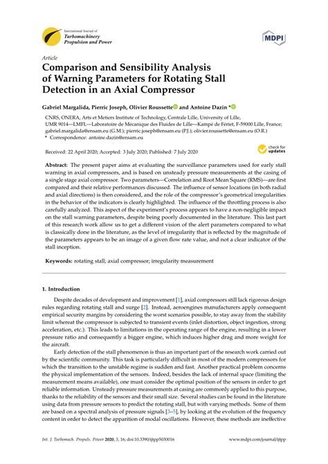 Pdf Comparison And Sensibility Analysis Of Warning Parameters For Rotating Stall Detection In