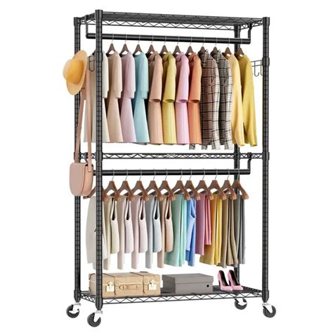 Rebrilliant Rolling Metal Clothes Rack Heavy Duty Garment Racks