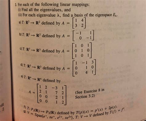 Solved 3 For Each Of The Following Linear Mappings 1