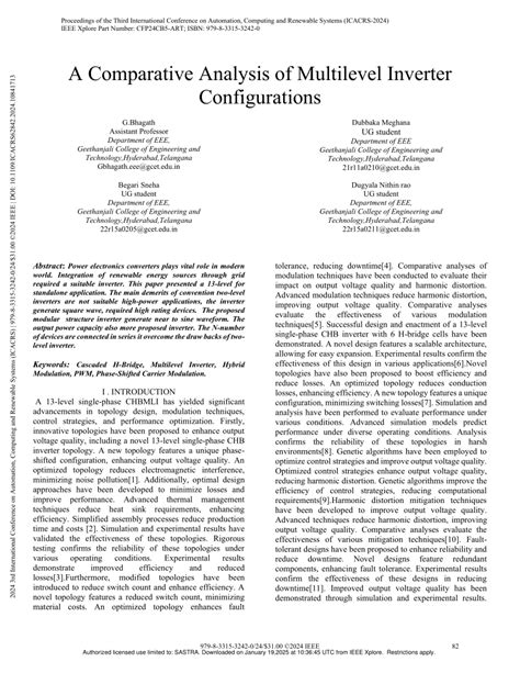 Pdf A Comparative Analysis Of Multilevel Inverter Configurations