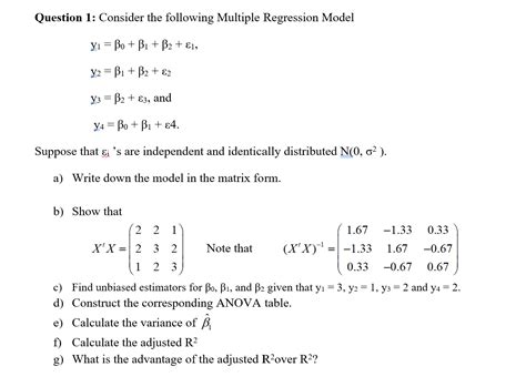 Solved Question 1 Consider The Following Multiple