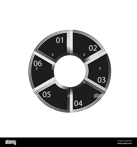 Circular Infographic Template Pie Chart Diagram With Numbers Six Sections Cycle Data