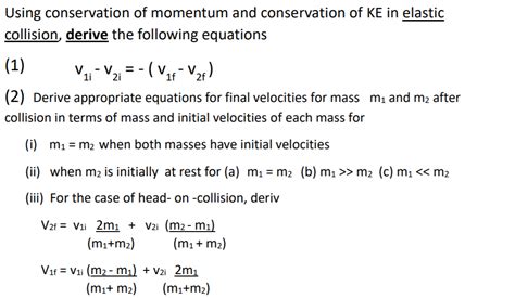 Using The Equation For Final Velocity In Terms Of Masses And Initial Tessshebaylo