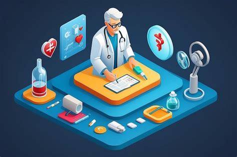 Doctor Vector 3d Isometric Color Web Icons Set New Flat Style Creative Illustration Idea For
