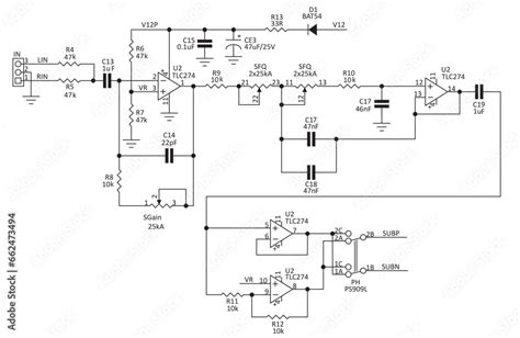 Schematic Diagram Of Electronic Device Vector Drawing Electrical Circuit With Operational