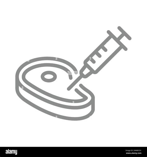 Meat And Syringe Injection Vector Icon Injecting Hormones And Antibiotics Symbol Editable