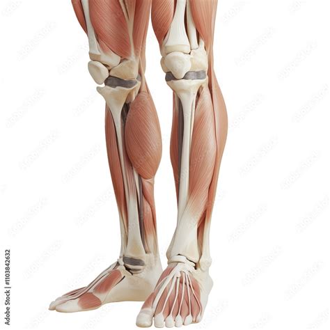 Detailed Anatomical Representation Of A Human Leg With Muscle And Bone
