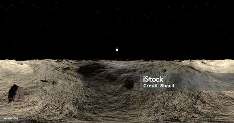 3d 렌더링 태양을 배경으로 한 달의 산 풍경 360도 등각 투영 환경 맵 Hdri 구형 파노라마 달 하늘에 대한 스톡 사진 및 기타 이미지 Istock