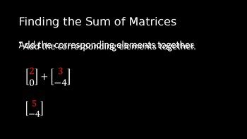 Matrix Addition And Scalar Multiplication PowerPoint Lesson