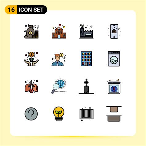 Editable Vector Line Pack Of 16 Simple Flat Color Filled Lines Of Hands Flower Eco Manufacturing