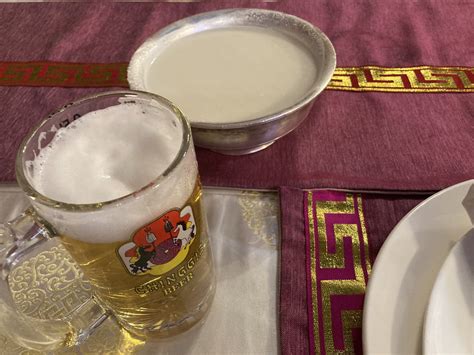 テラ♡メロディ On Twitter ウランバートル初日、馬乳酒、チンギスビール、ツォイワン（モンゴル風焼きうどん）、？（骨髄焼き）、ホー