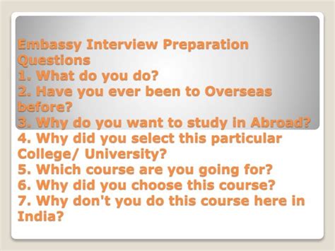 Embassy Interview Preparation Ppt