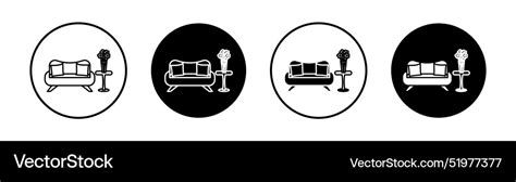 Lounge Flat Line Icon Set Thin Royalty Free Vector Image