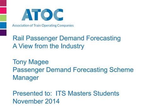 Rail Passenger Demand Forecasting A View From The Industry Pdf