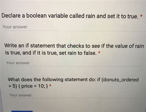 Solved Declare A Boolean Variable Called Rain And Set It To