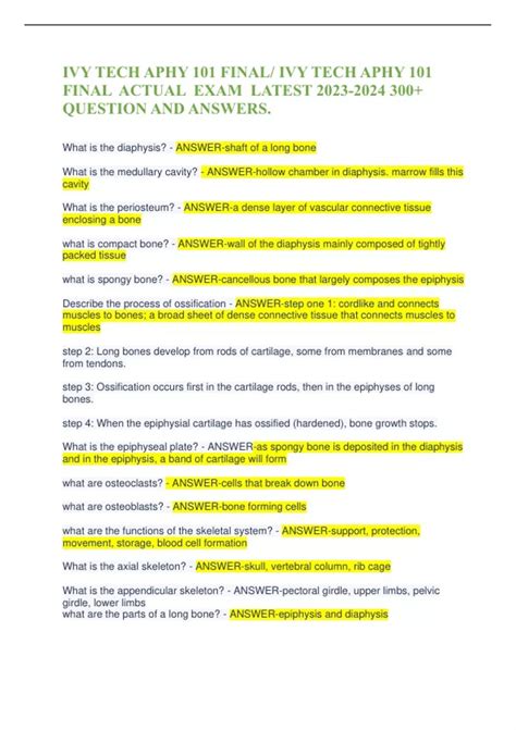 Ivy Tech Aphy 101 Final Ivy Tech Aphy 101 Final Actual Exam Latest