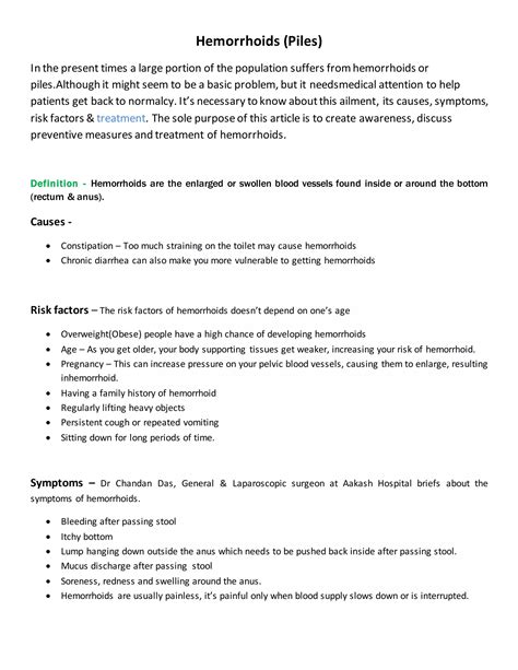 Hemorrhoids Treatment By General Surgery At Aakash Hospital Docx