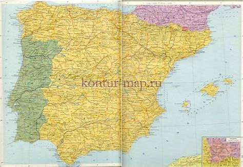 Карта Испании и Португалии на русском языке Политическая карта Испании и Португалии на русском