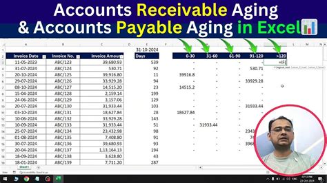 Create An Aging Report And Formula In Excel 0 30 Days 31 90 Days And So On