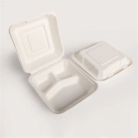 Sugarcane Bagasse Pulp 100 Biodegradable Disposable Take Away Food