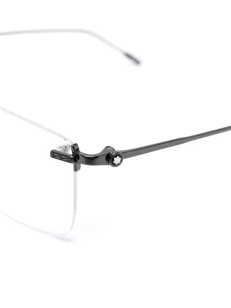 Montblanc Rimless Rectangle Lens Glasses In Grey Modesens