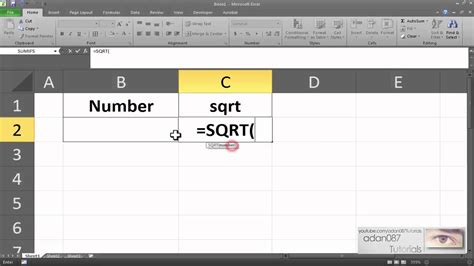 Excel Obtaining The Square Root Youtube