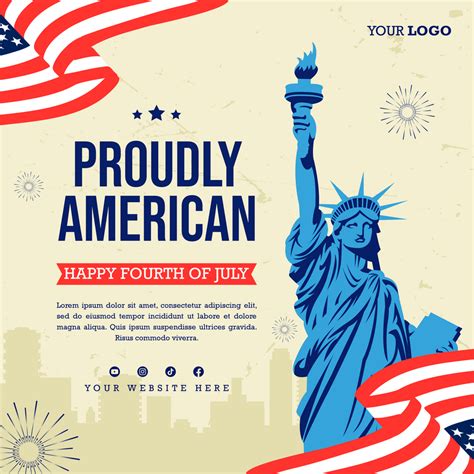 American Independence Day 4th Of July Social Media Post Template