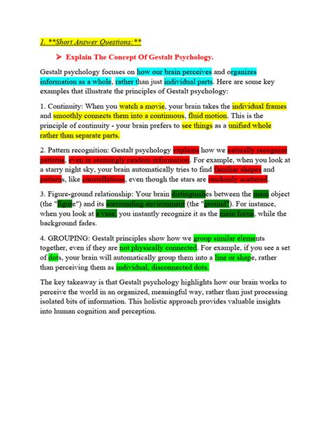 Unit 1 Question Answers Pdf Perception Senses