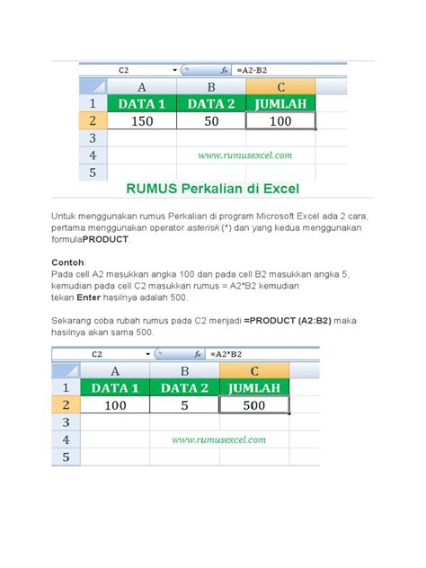 Rumus Perkalian Di Excel Pdf