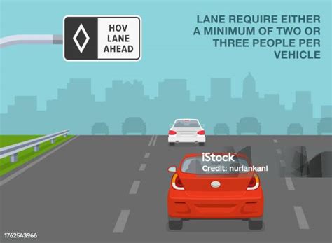 안전 운전 요령 및 교통 법규 차선은 차량당 최소 2명 또는 3명이 필요합니다 교통 흐름의 뒷면 보기입니다 벡터 일러스트 레이 션 템플릿 시골 도로에 대한 스톡 벡터 아트