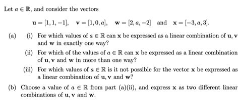 Solved Let AR And Consider The Vectors Chegg