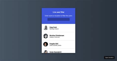 46 Live User Filter Codesandbox