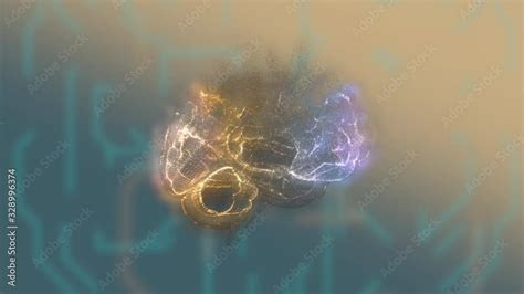 Abstract Human Brain From Glittering Particles Floating And Exploding