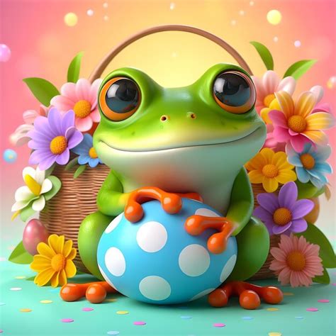 Premium Photo A Frog With A Big Nose Sits In A Flower Field