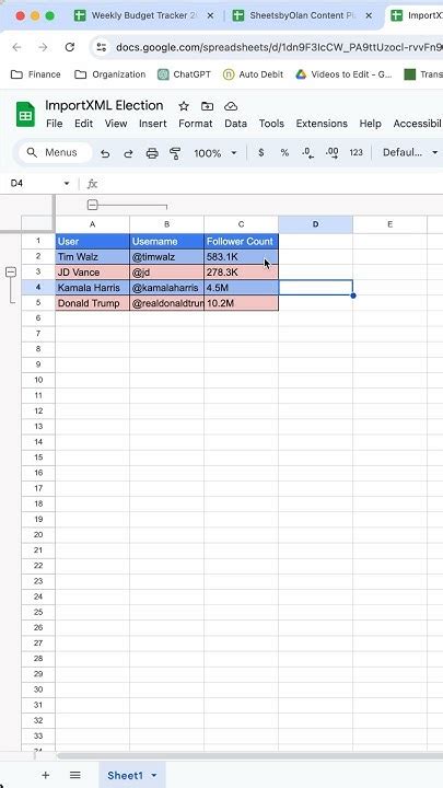 Dynamically Update Your Importxml Formula To Use A Single Formula To Get Data For Several Users