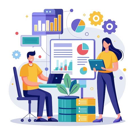 Man And Woman Exploring Database Concepts Collaboratively Premium Ai Generated Vector