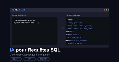 Ia Pour Requêtes Sql Générateur Automatique