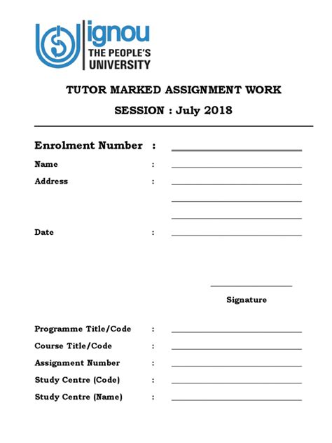 Tutor Marked Assignment Work Pdf
