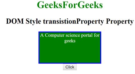 Html Dom Style Transitionproperty Property Geeksforgeeks