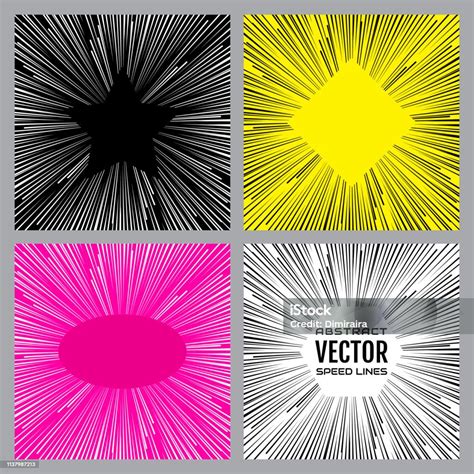 다채로운 속도 라인 배경입니다 만화 및 만화에 대 한 효과 모션 라인 효과 폭발이 있는 프레임 중심 으로부터의 방사형 광선 디자인에 대 한 템플릿입니다 벡터 가리기에 대한