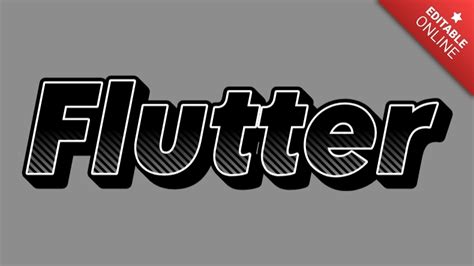 Flutter Black Striped 3d Text Effect Generator