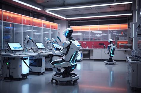 premium ai image robotics and automation futuristic science lab