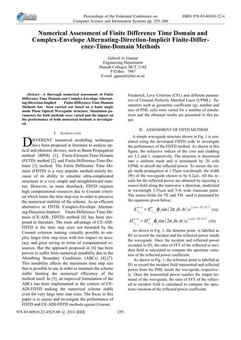 Pdf Numerical Assessment Of Finite Difference Time Domain Fdtd And Complex Envelope